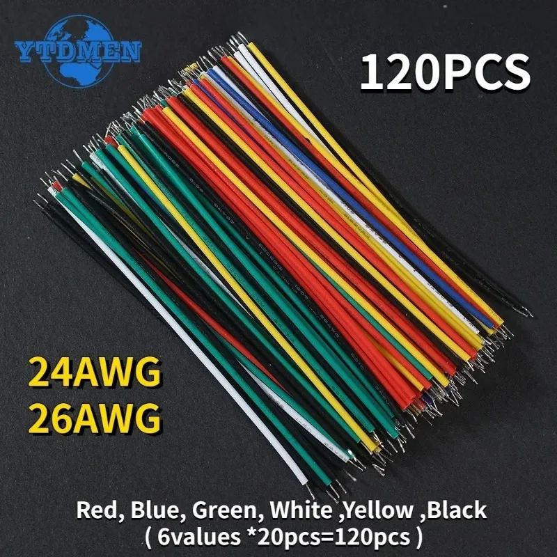 120PCS 6 Color Tin-Plated Breadboard PCB Solder Cable 24AWG / 26AWG ...