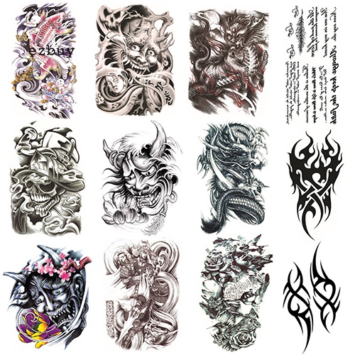 Prajna Geometry Mechanical Temporary Tattoo Sticker, Removable Large ...