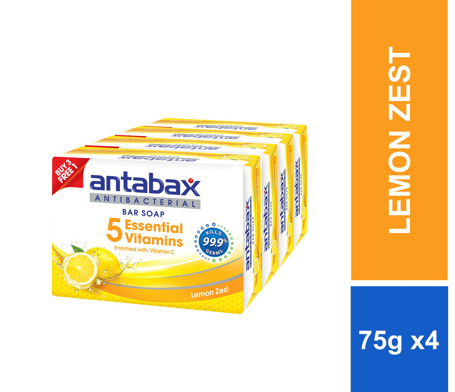 Antabax Antibacterial Bar Soap Lemon Zest 4 x 75g | Shopee Malaysia