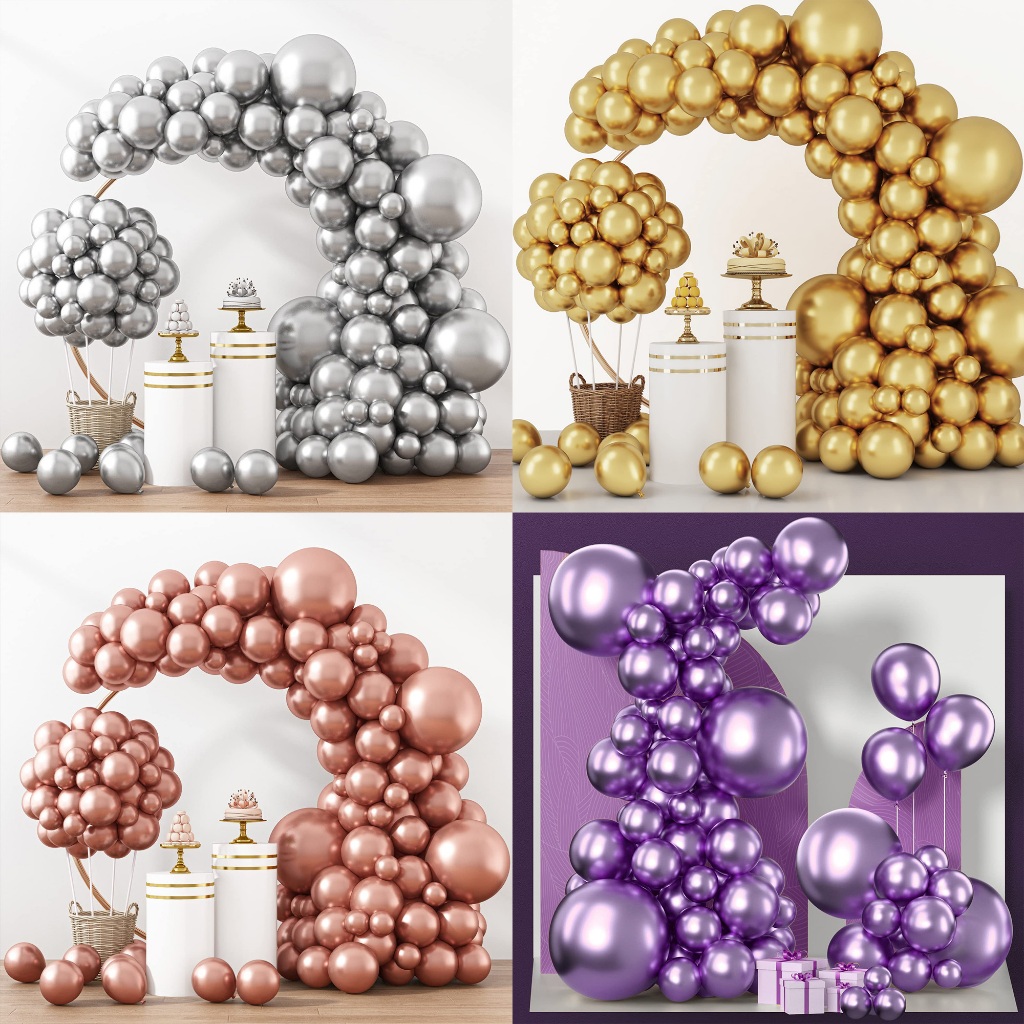 84PCS/Set Chrome Metallic Latex Balloons Birthday Party Decorations ...