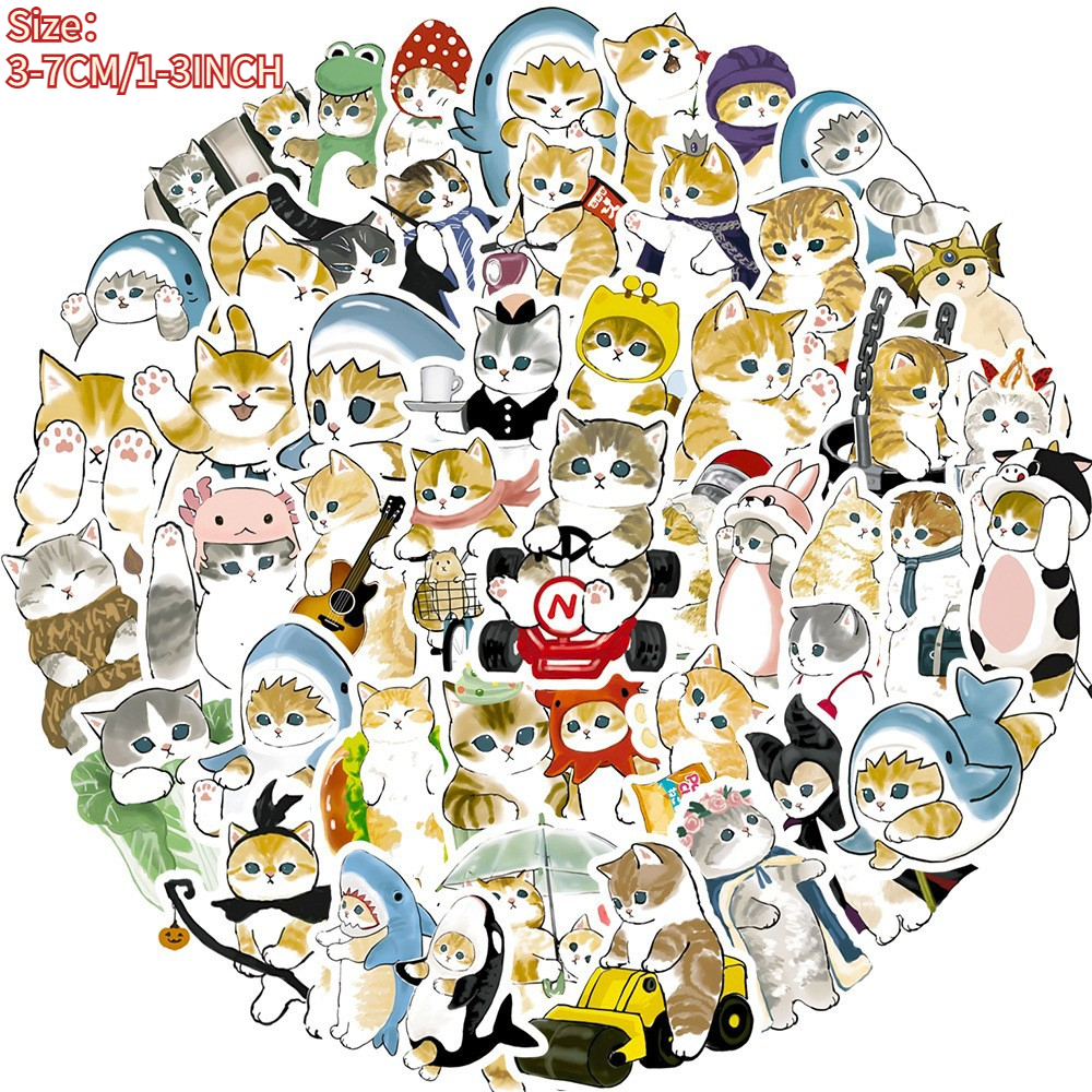 50Pcs Cute big-eyed cat Series Graffiti Stickers for Suitcases Mobile ...