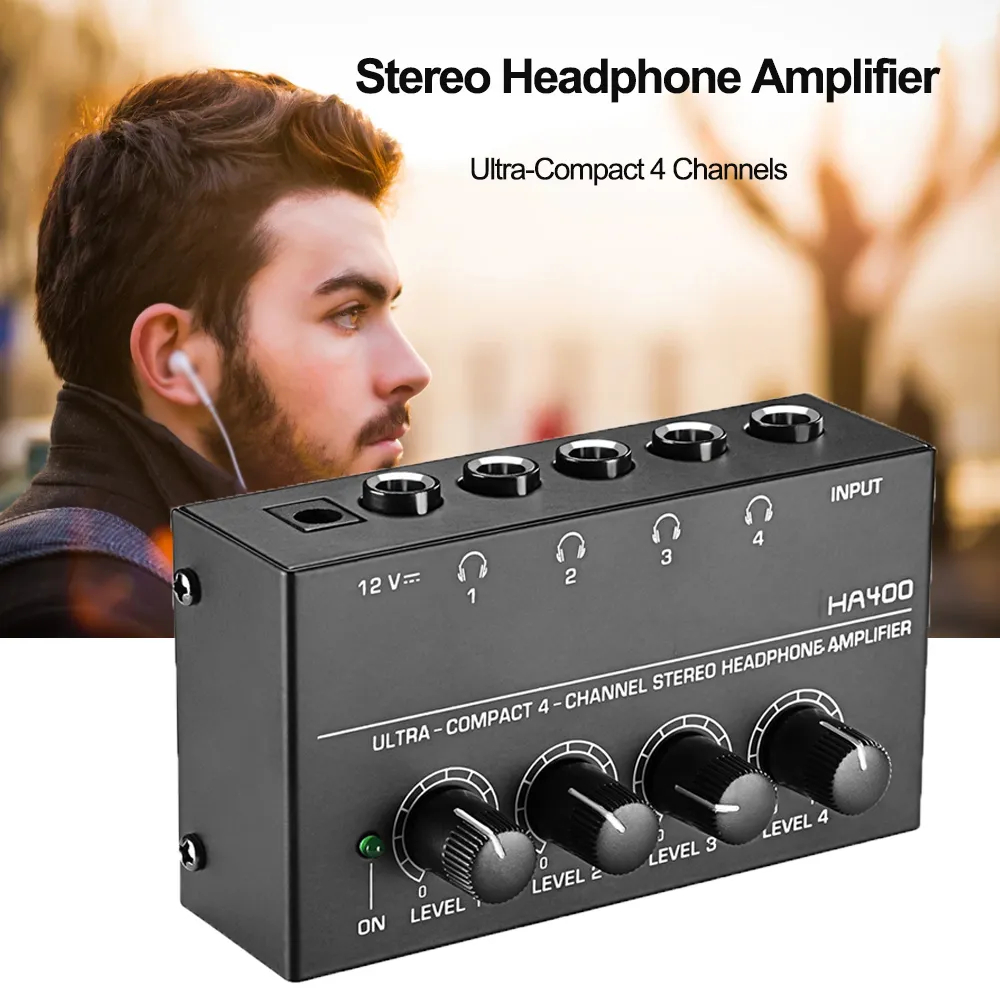 4 Channels Mini Headphone Amplifier HA400 Ultra-Compact Stereo Audio ...
