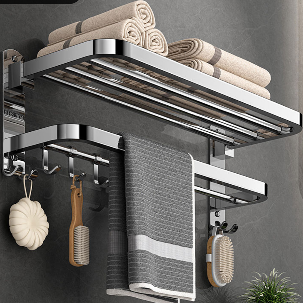 Thickened 304 stainless steel towel rack, non perforated bathroom towel ...