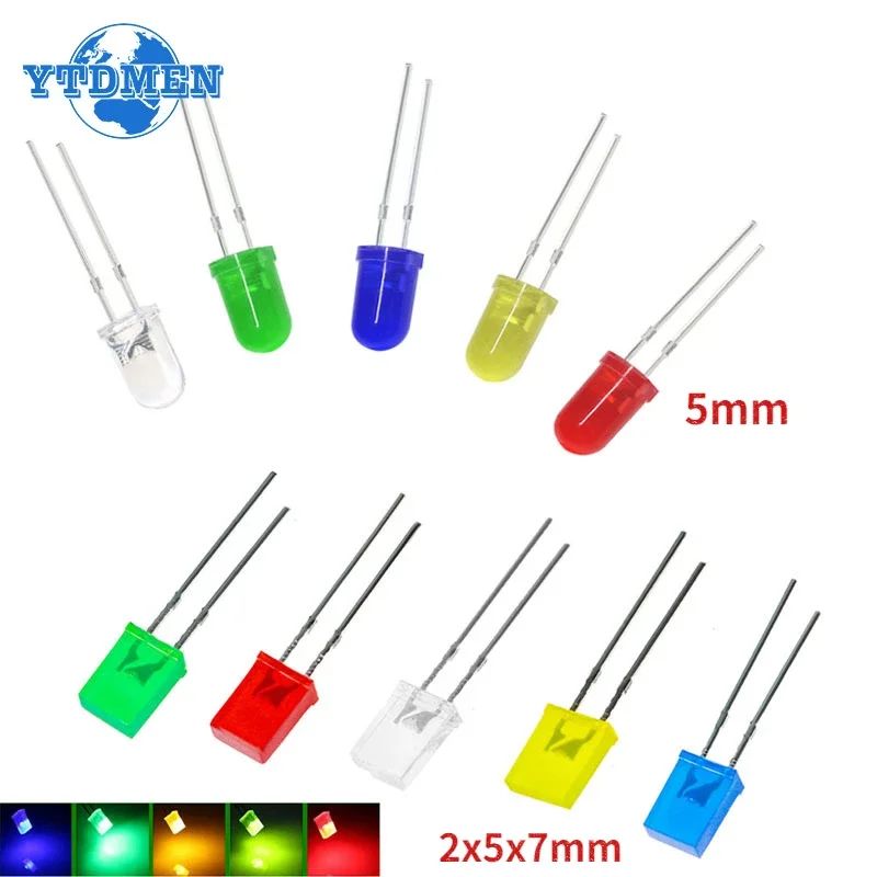100PCS 3mm LED Diode 5mm Super Bright LED Emitting Diodes Assortment ...