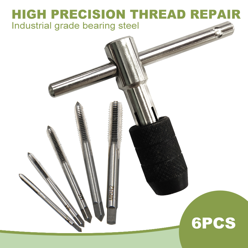6PCS T-shaped 3mm-6mm tap wrench Set Hand Tapping Tools Machine Screw ...