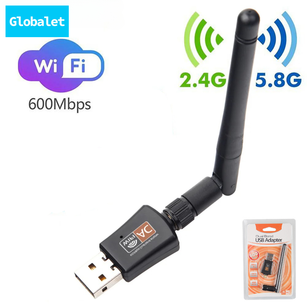 600Mbps Dual Band USB Wireless Wifi Adapter 2.4GHz 5GHz WiFi Antenna Free Drive Network Card ...