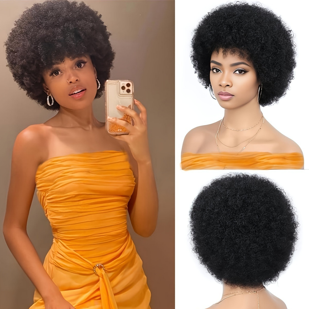 Afro Wigs for Black Women 70s Short Afro Wigs Disco Afro Puffy Wigs for ...