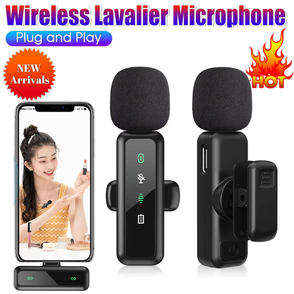 Lapel Wireless Microphone Mini Mike for Vlog Videoke Teaching Android ...