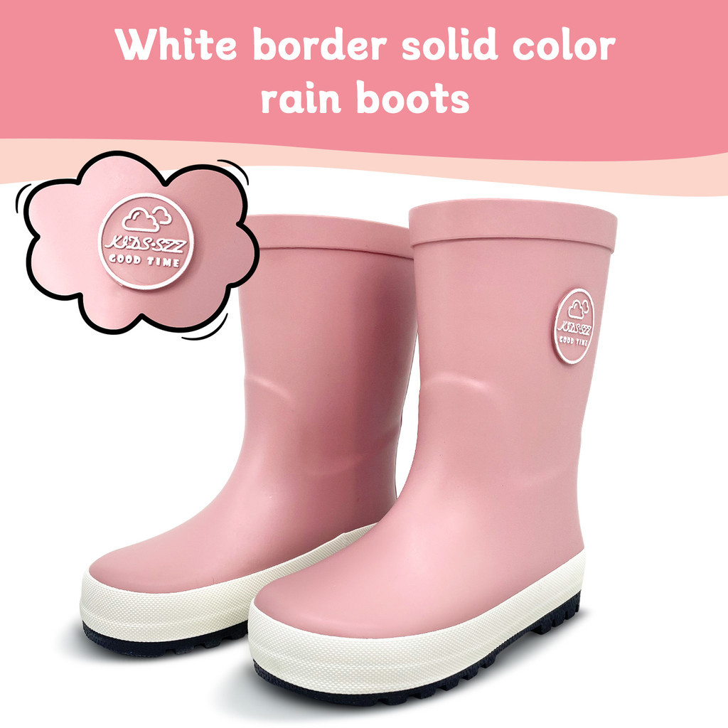Girls' Wear-Resistant Outdoor Pink Rubber Rain Boots with Warm Thermal ...