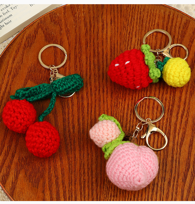 1pcs Fruit Theme Woven Cotton Thread Keychain Accessories Jewelry Cute ...