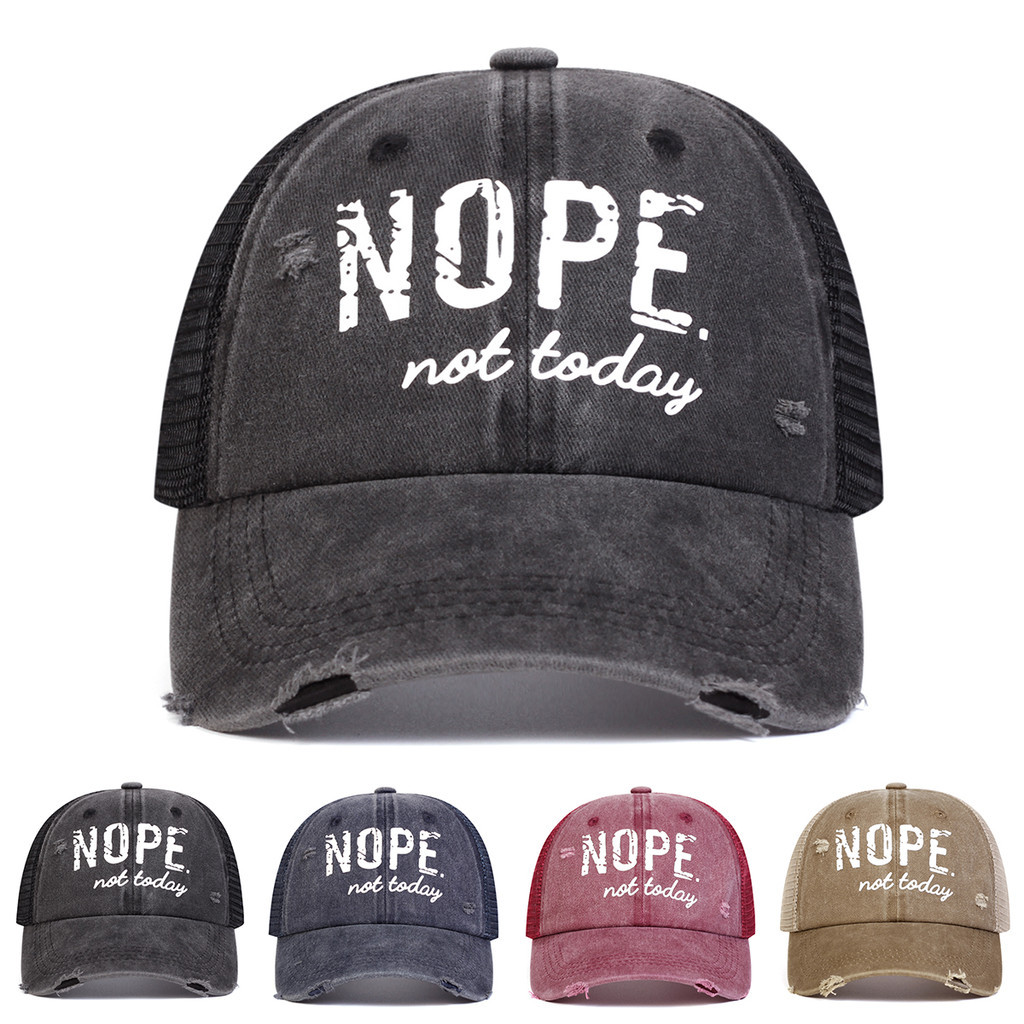 Unisex NOPE Printing Adjustable Wash Hole Baseball Hat Breathable Mesh ...