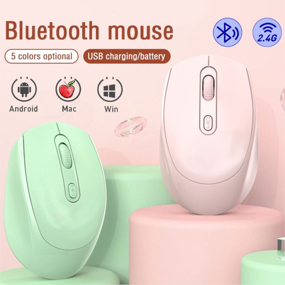 USB 2.4G Wireless Mouse Rechargeable Bluetooth 5.2 USB Dual Mode ...