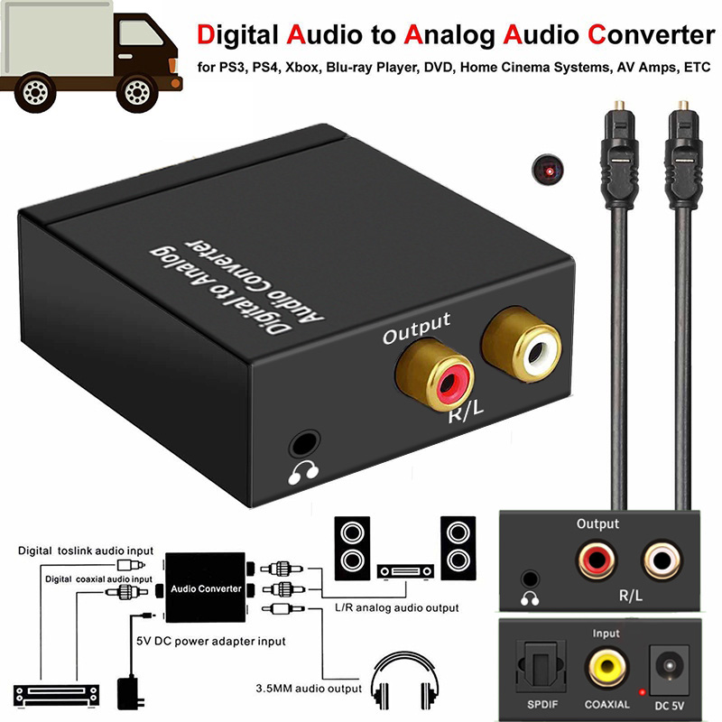Digital to Analog Audio Converter 35mm Jack to 2RCA for TV Audio with ...