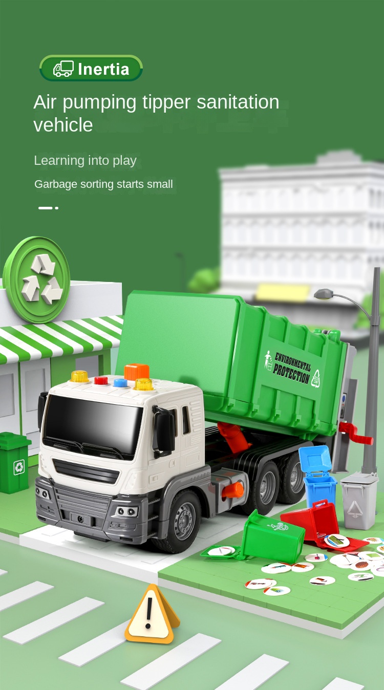 Oversized Children's Garbage Truck Toy - Equipped with Trash Can ...