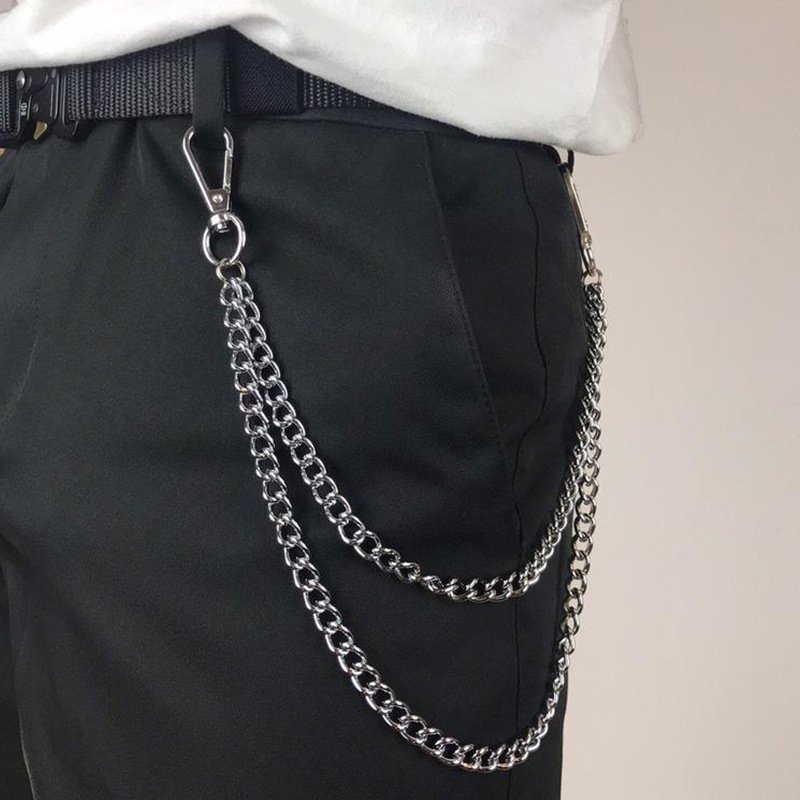 1 Pcs Gothic Retro Silver Double Metal Trouser Chain Punk Cuban Chain ...
