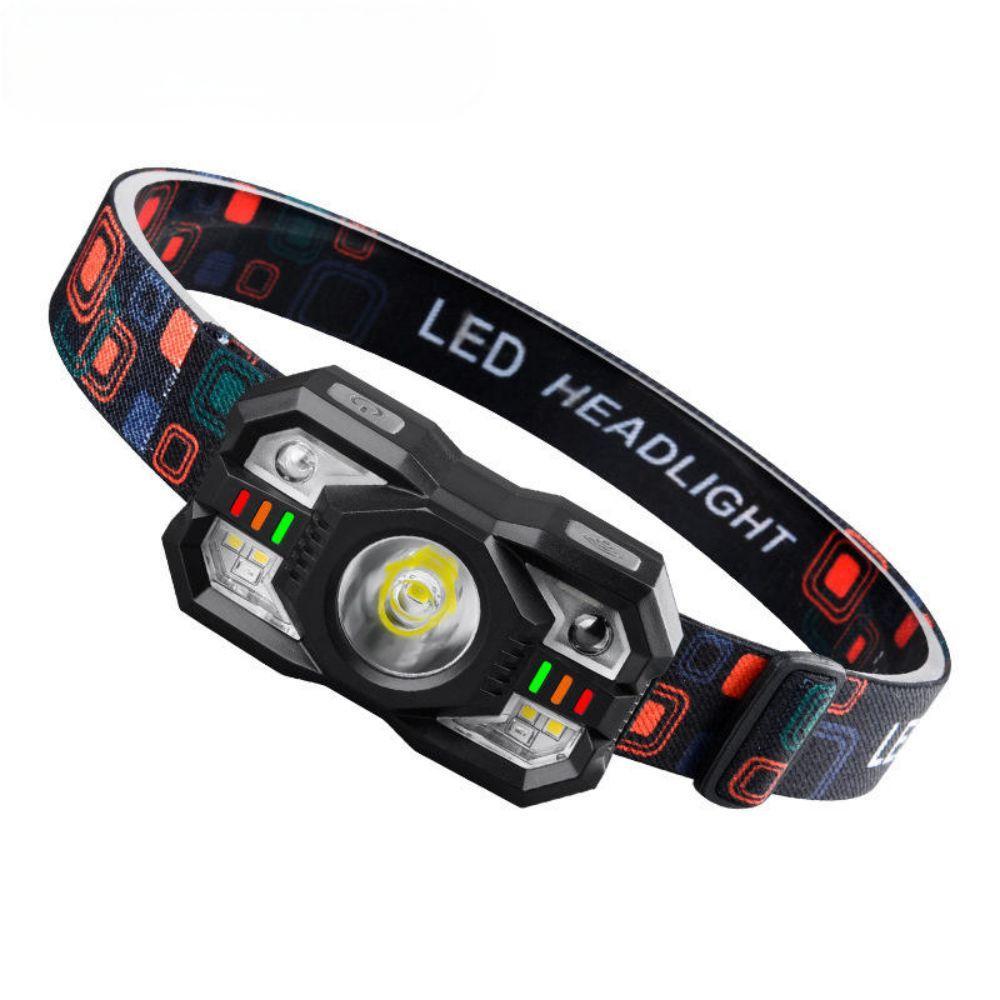 Smart Motion Sensor Headlamp Type-C USB Rechargeable Headlight Warning ...