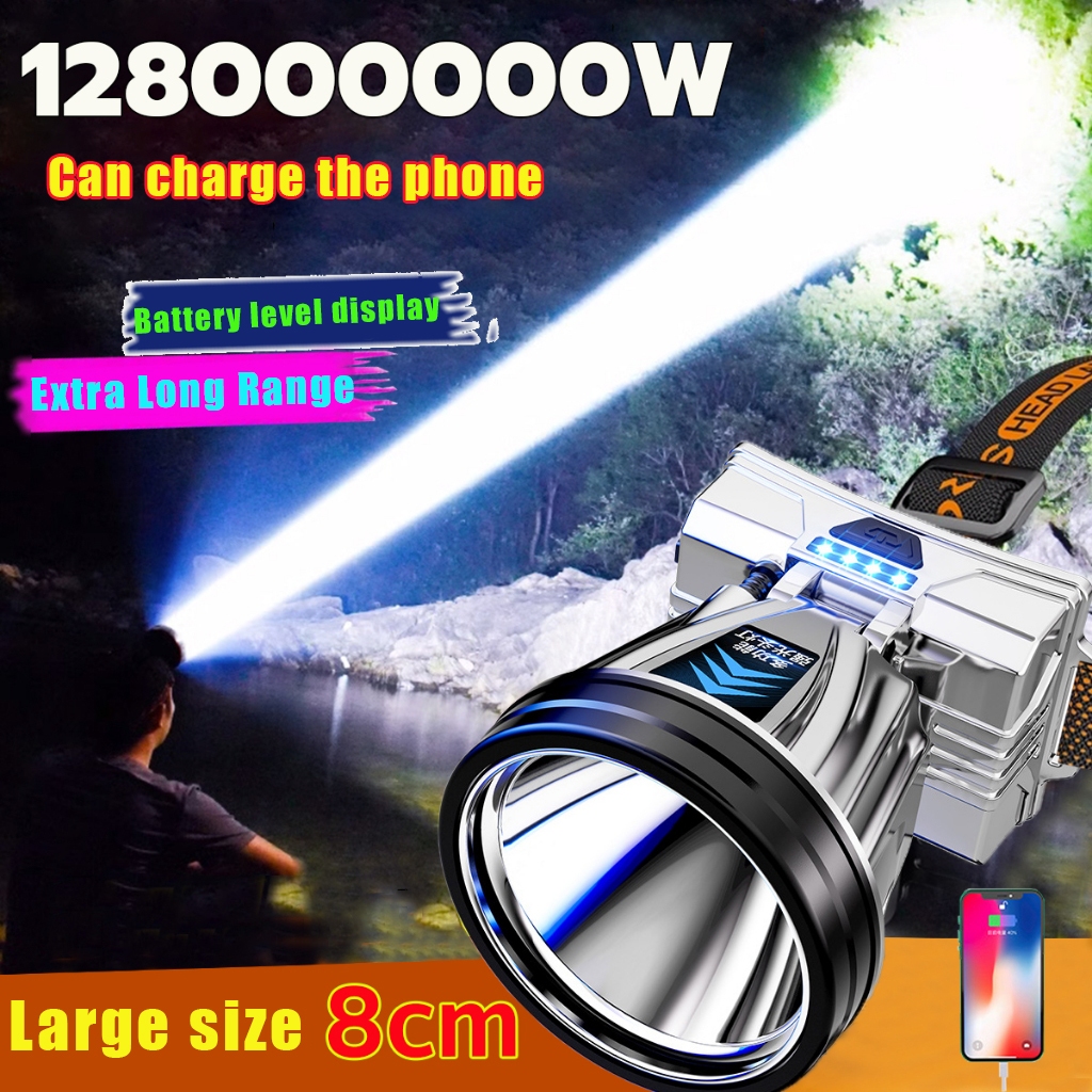 White FlashLight Yellow Headlamp Super Bright Rechargeable High Power ...