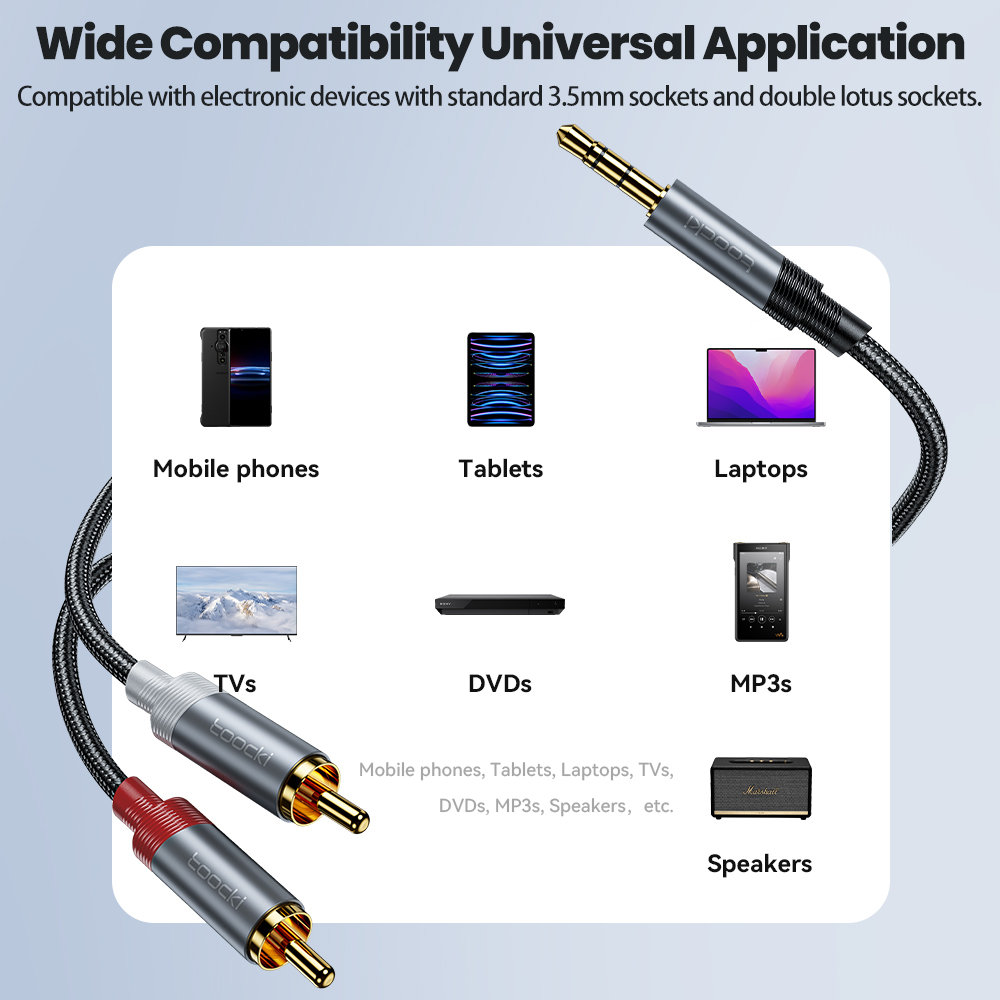 Toocki RCA Audio Cable Jack 3.5mm to 2RCA Male Splitter Cable for ...