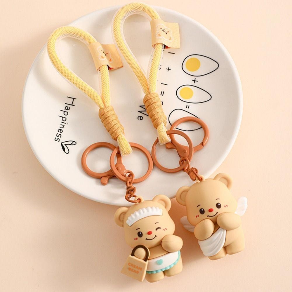 1 Piece Acrylic Cartoon Butter Bear Doll Pendant Couple Keychain Bag ...