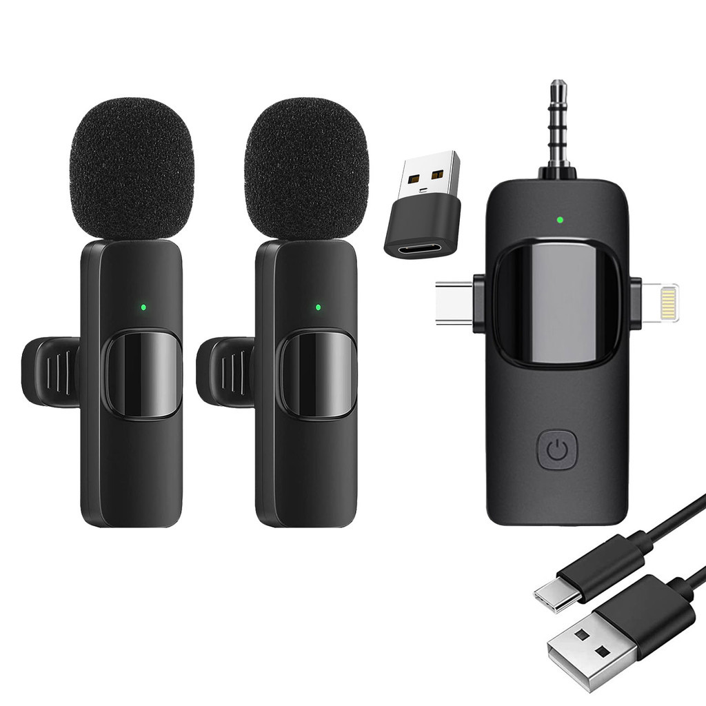 4-in-1 Professional Wireless Lavalier Microphone for iPhone/iPad ...
