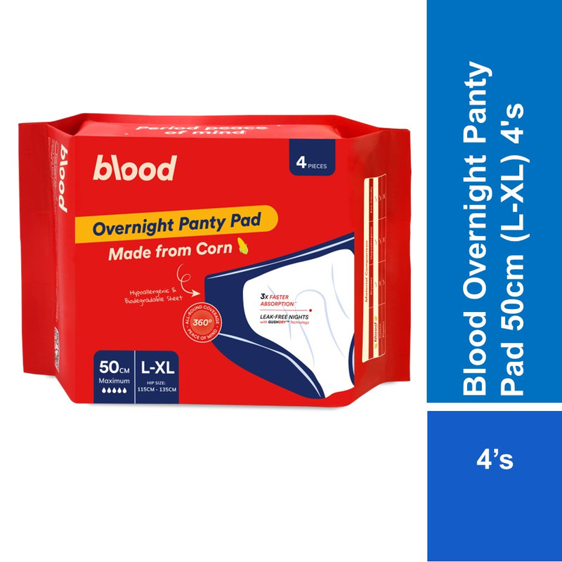 Blood Overnight Panty Pad 50cm (L-XL) 4's | Shopee Malaysia