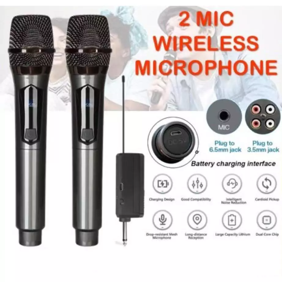 Handheld Wireless Microphone Rechargeable Microphone UHF Dynamic Mic ...
