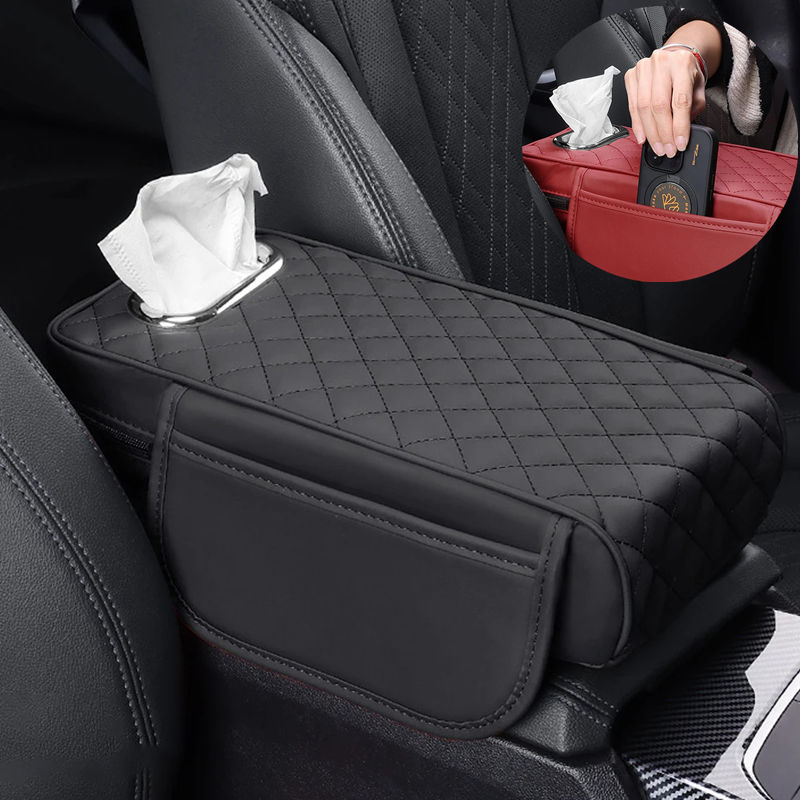 3 IN 1 Car Center Console Cushion Pad With Universal PU Leather Armrest ...