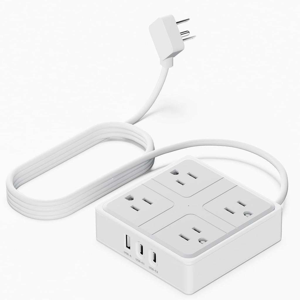 American Standard Power Socket with 4AC 1 USB 2Type-c Charging Port, 5V ...