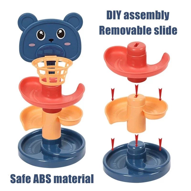 Baby Rotating Track Stacking Montessori Rolling Ball Tower Toys Early ...
