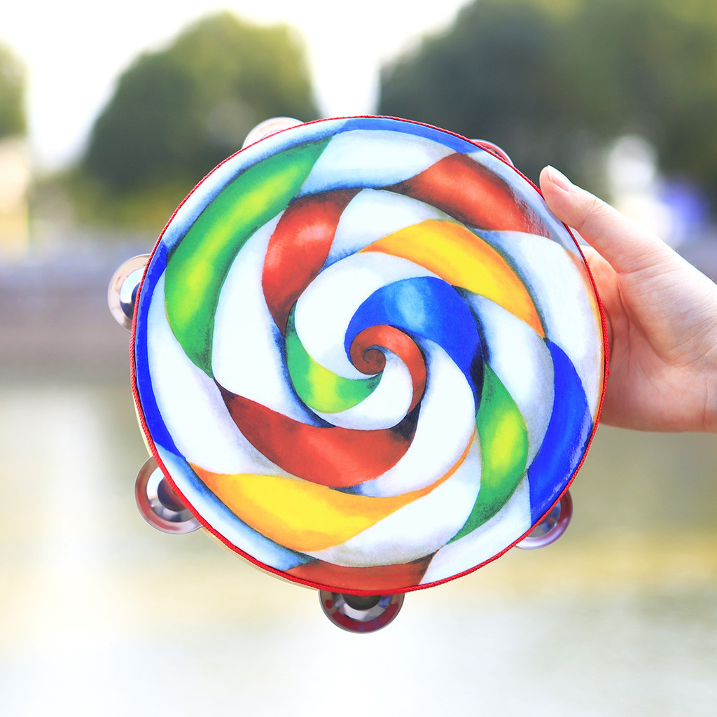 8/10-inch Lollipop Pattern Tambourine With Single Row Metal Jingle ...