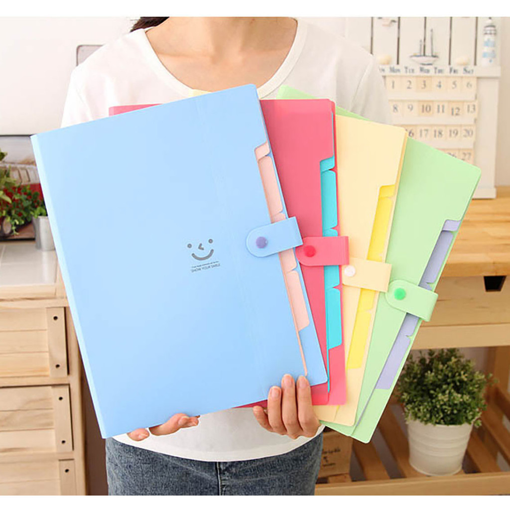 The folder is divided into 5 compartments, Korean style stationery ...