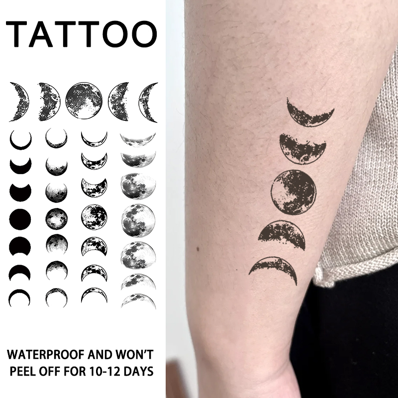 Moon Temporary Tattoo Stickers, Long-Lasting Waterproof, Semi-Permanent ...