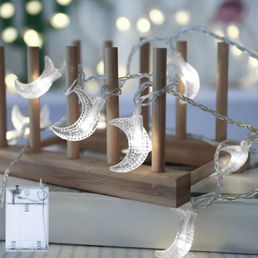 Moon string lights with 40/20/10 LED white lights, perfect for decorating bedrooms, living rooms ...
