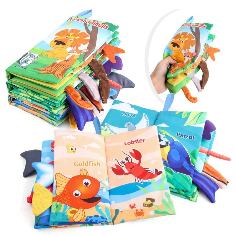 Baby Early Learning Toy Tail Cloth Book Puzzle Parent-child Interactive ...
