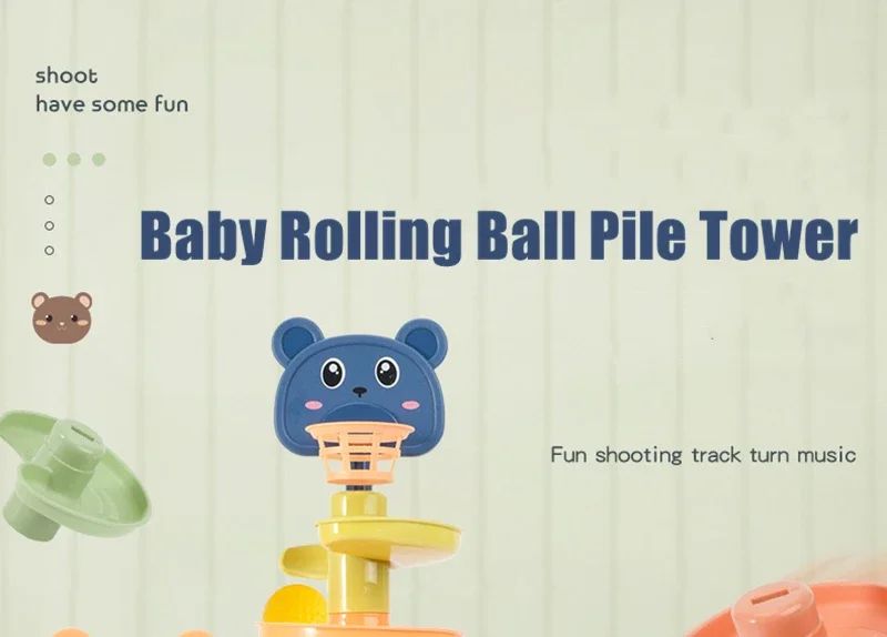 Baby Rotating Track Stacking Montessori Rolling Ball Tower Toys Early ...