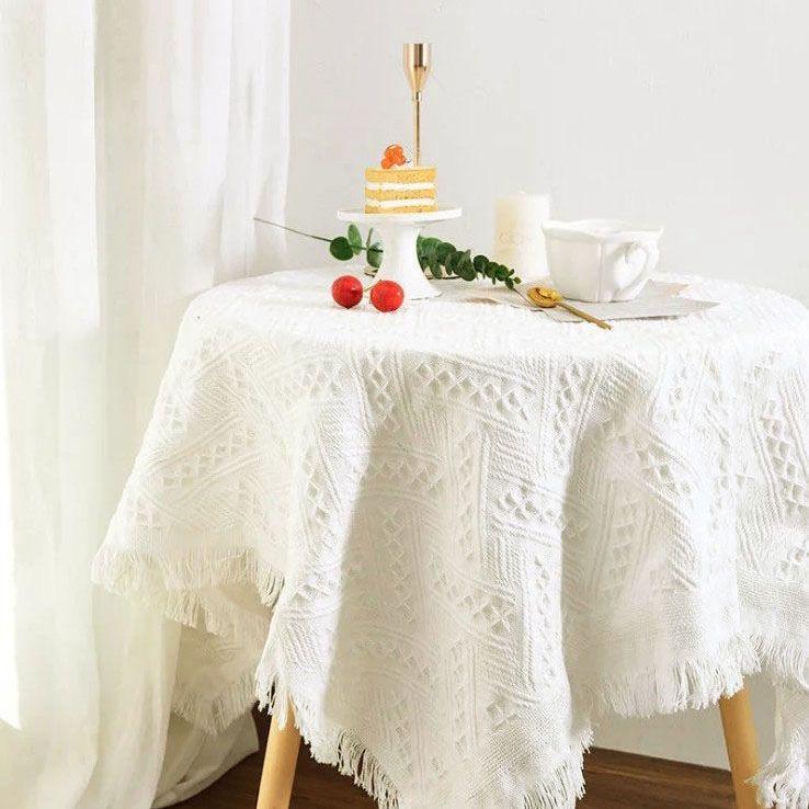 Lace white tablecloth round table square table coffee table bedside ...