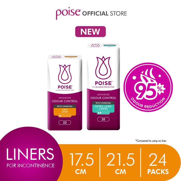 [Carton] Poise Liners Charcoal Light 22s / Extra Long 20s (24 packs ...