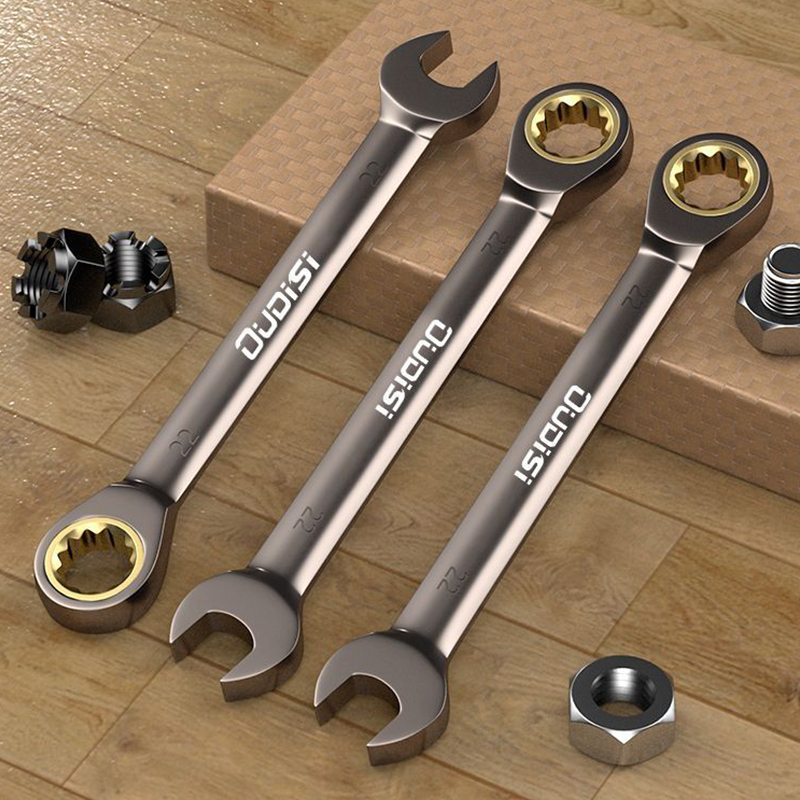6mm-24mm Golden Double-Ended One-Way Ratchet Wrench Open-End Wrench ...