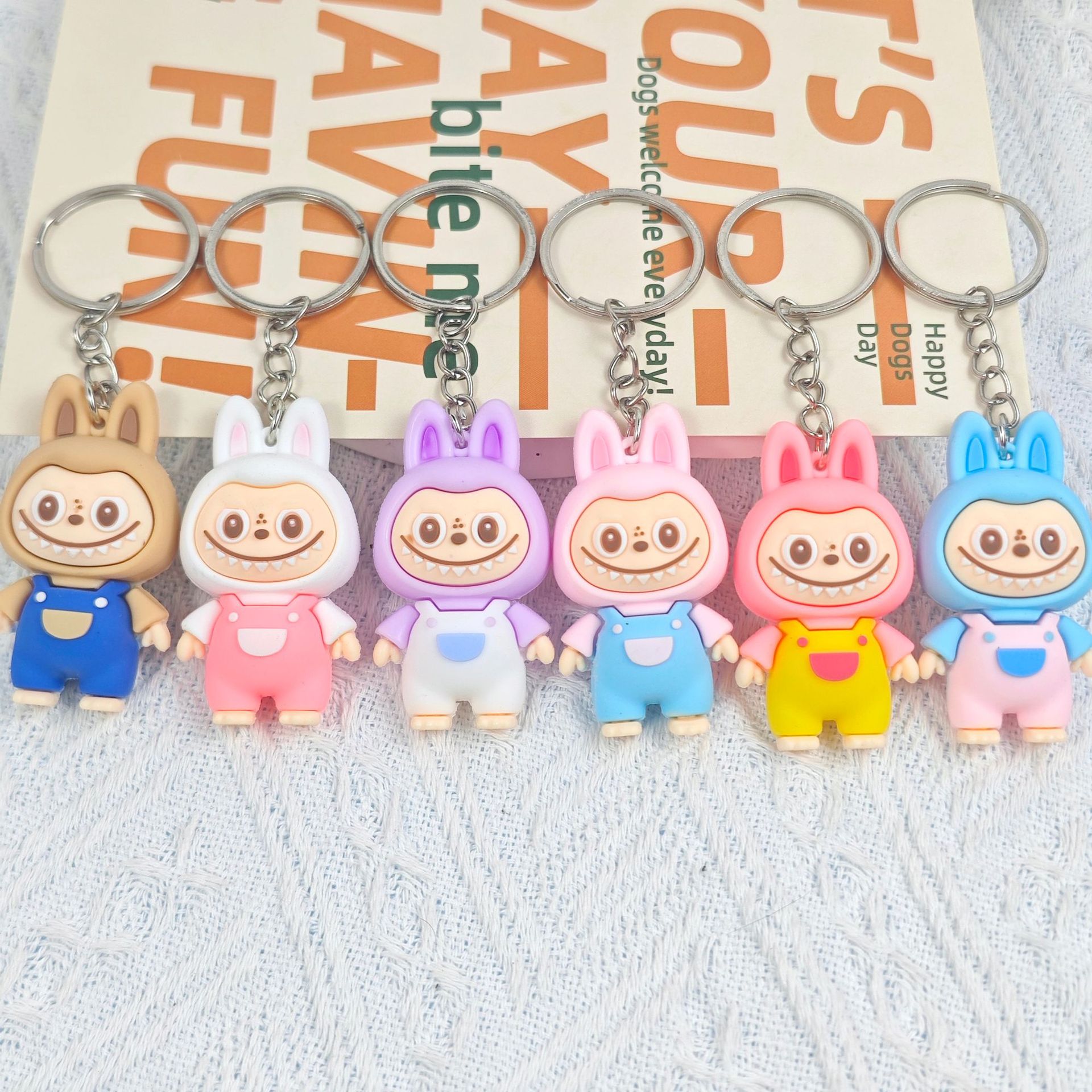 1 Piece Labubu Keychain Cute Cartoon Little Sheep Doll Key Ring Mystery ...