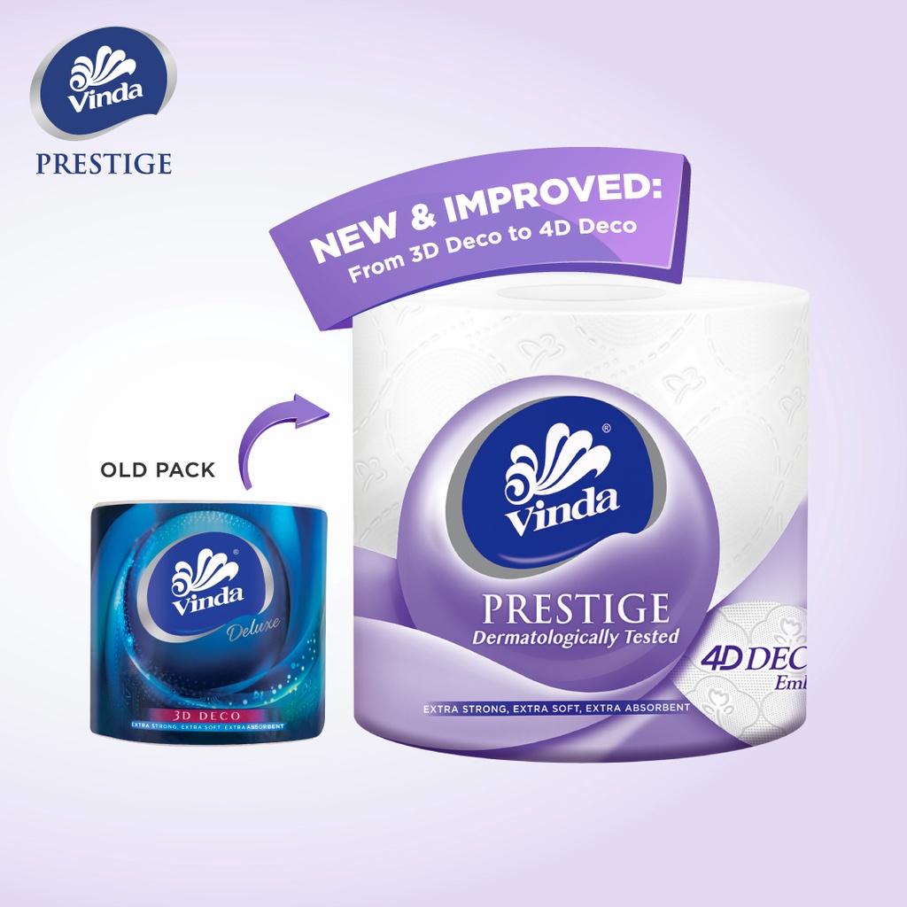 Vinda Prestige 4D Deco Embossed Toilet Tissue 8 Rolls x 200s | Shopee ...