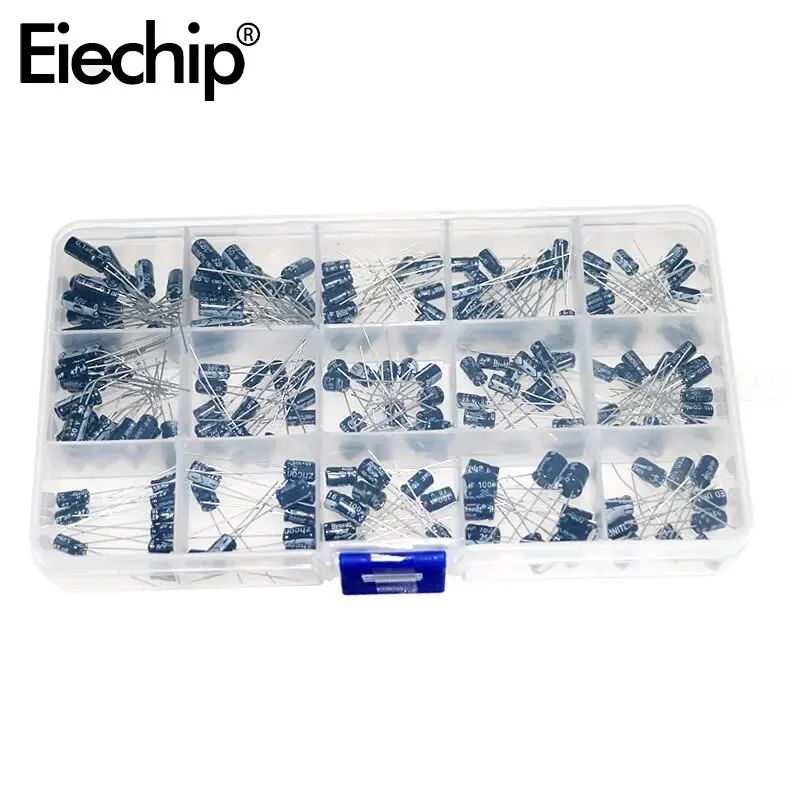 200pcs 15Values Capacitors Set 10V 16V 25V 50V 0.1uF-220uF Electrolytic ...