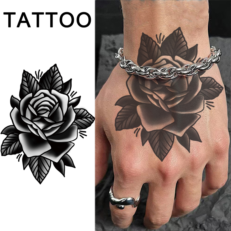 New Temporary Tattoo - Waterproof Hand Rose Design Sticker, Body Art ...