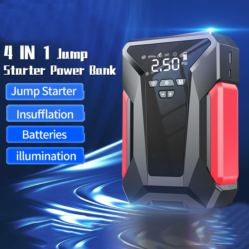 2000A Car Jump Starter Air Pump Multi-Function4In1 Air Compressor Power ...