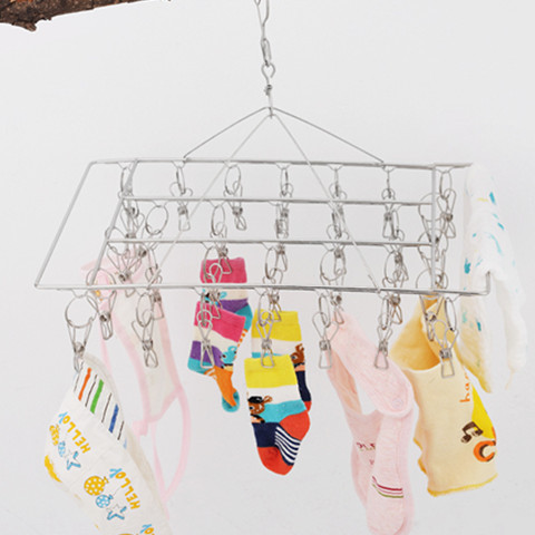 Stainless Steel Socks Rack 20 Multi-Clip Socks Rack Double-Layer Solid ...