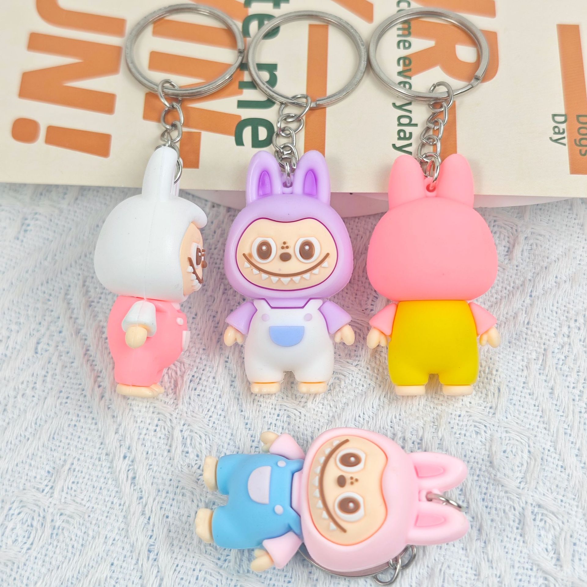 1 Piece Labubu Keychain Cute Cartoon Little Sheep Doll Key Ring Mystery ...