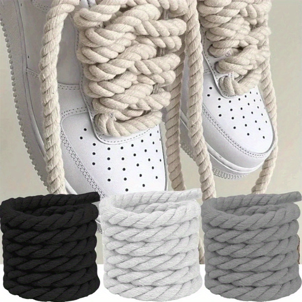 2pcs Hand-Woven Polyester-Cotton Linen Rope Thick Sneakers Canvas Laces ...