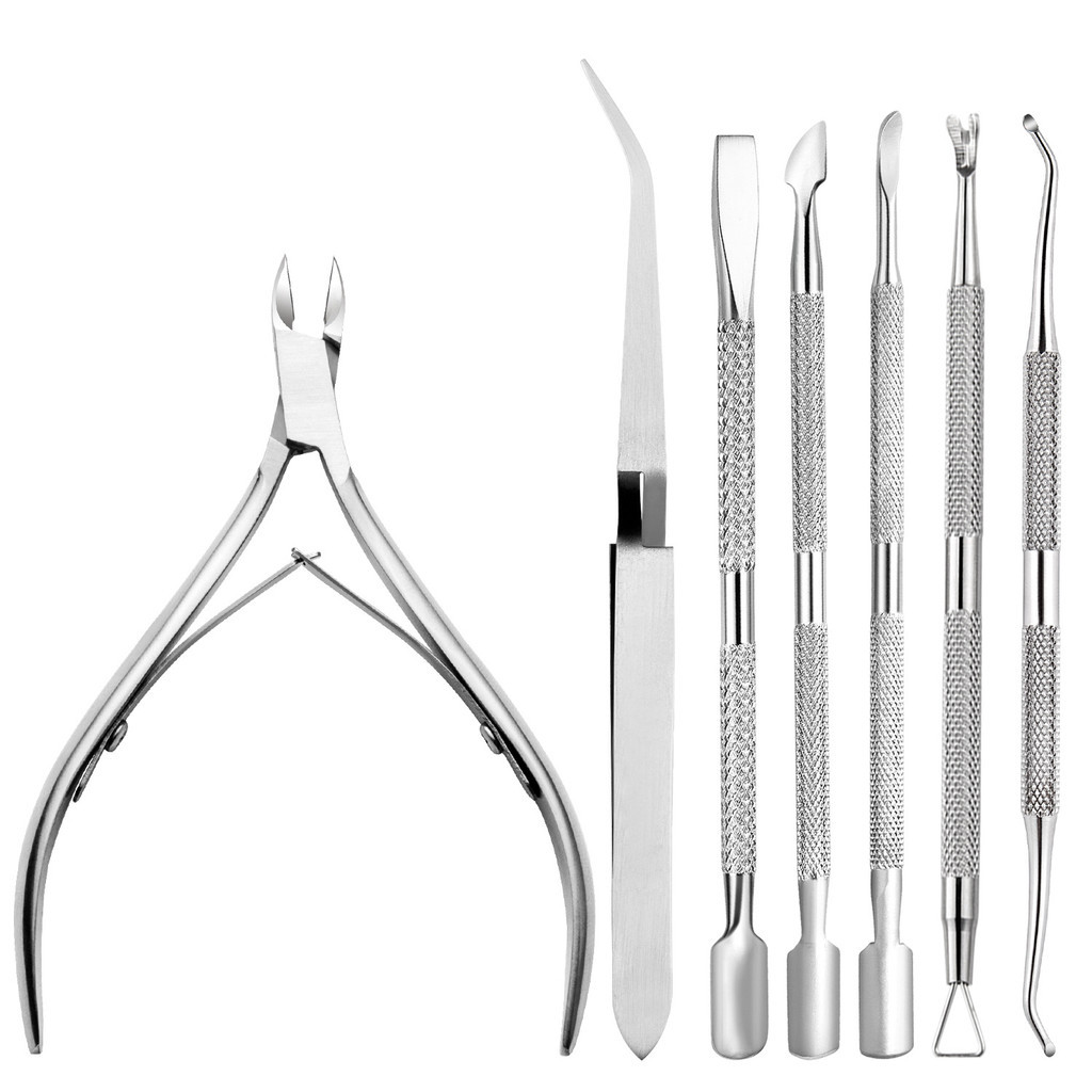 Stainless Steel Cuticle Nippers Pusher Manicure Tools Set Ingrown ...