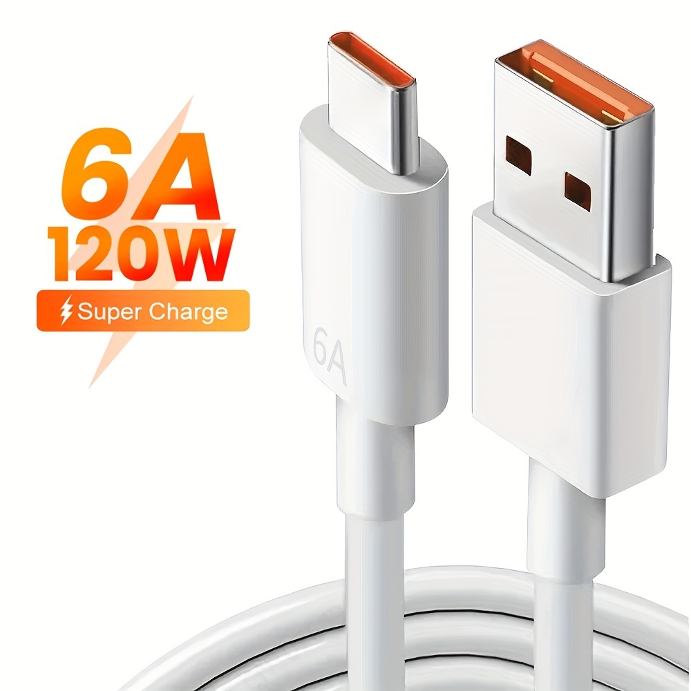Charging Cable 6A 120W Fast Charging, PVC Round Data Cable, Matte USB ...