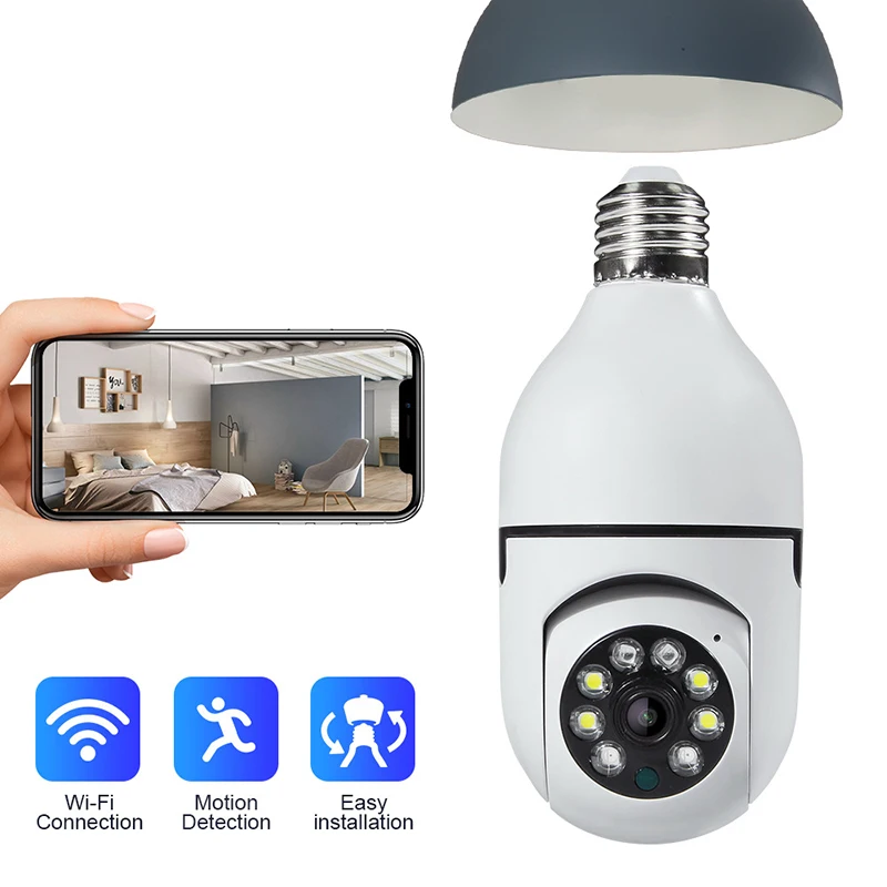E27 Bulb Wifi Surveillance Camera Wireless Night Vision HD Automatic ...
