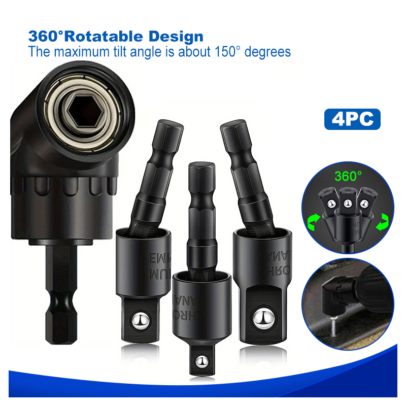 SOLIVIBE Impact Drill Bit Extension Set with 105° Right Angle Adaptor and 360° Rotatable Socket ...